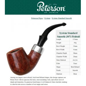 Pipa Peterson System Standard Smooth 307 P-Lip 9mm in magazin oferta