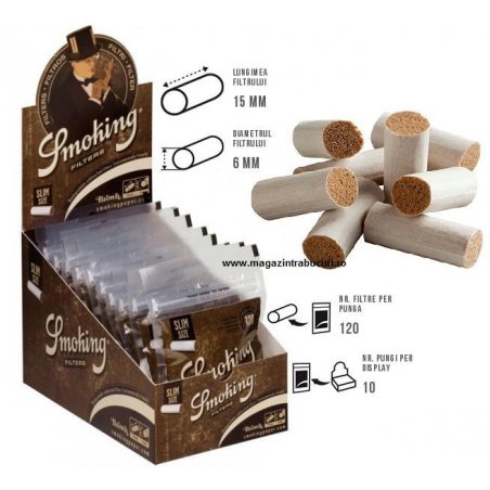 Filtre tigari Smoking Filters Brown Slim 10 pungi de vanzare online