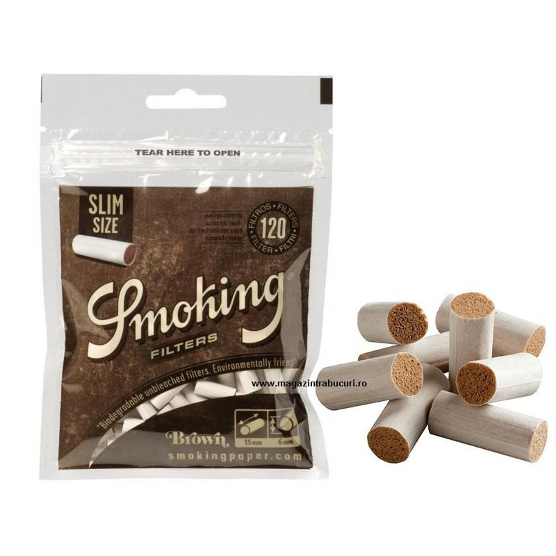 Filtre tigari Smoking Filters Brown Slim 10 pungi de vanzare online
